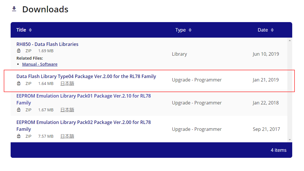 Download Data Flash Library T04 for RL78 family from: https://www ...